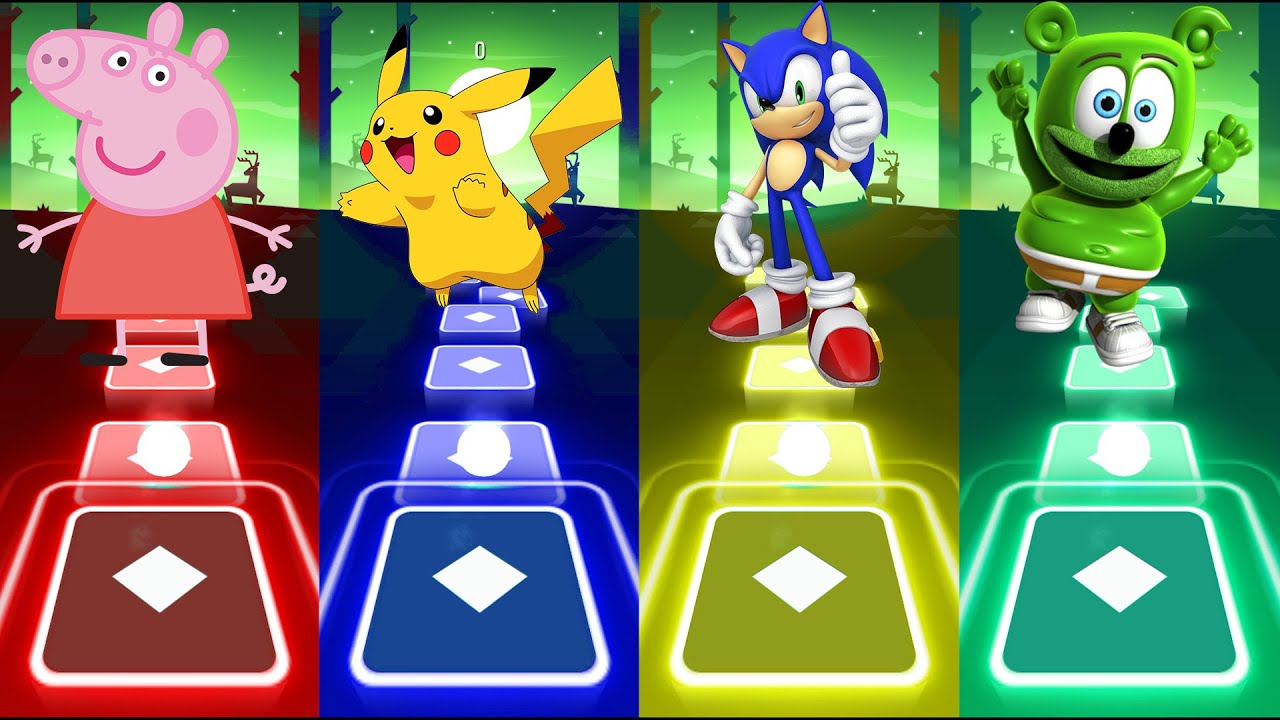 Peppa Pig vs Pikachu vs Sonic vs Gummy Bear - Tiles Hop - YouTube