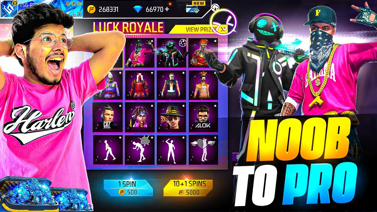 Free Fire I Got All Rare Emotes Bundles And Gun Skins In 90% NOOB TO ...