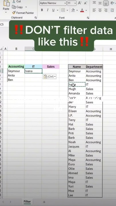 Filter Data in excel #excel #excelworld #cellsinexcel #exceltips #exceleverywhere # ...