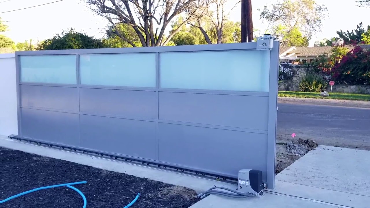 Double White Laminated Glass Gate System | Mulholland Brand Gates ...