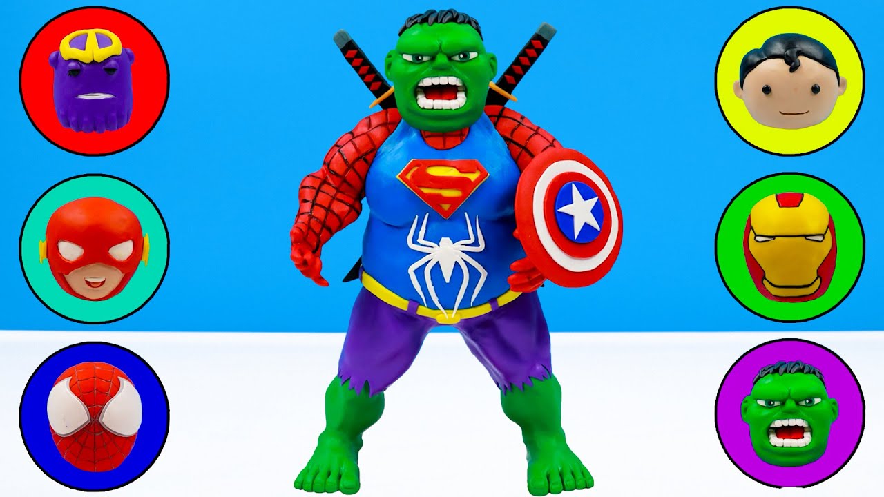 How to make Superhero fat Hulk mod Superman, Spiderman, Captain America with clay - YouTube
