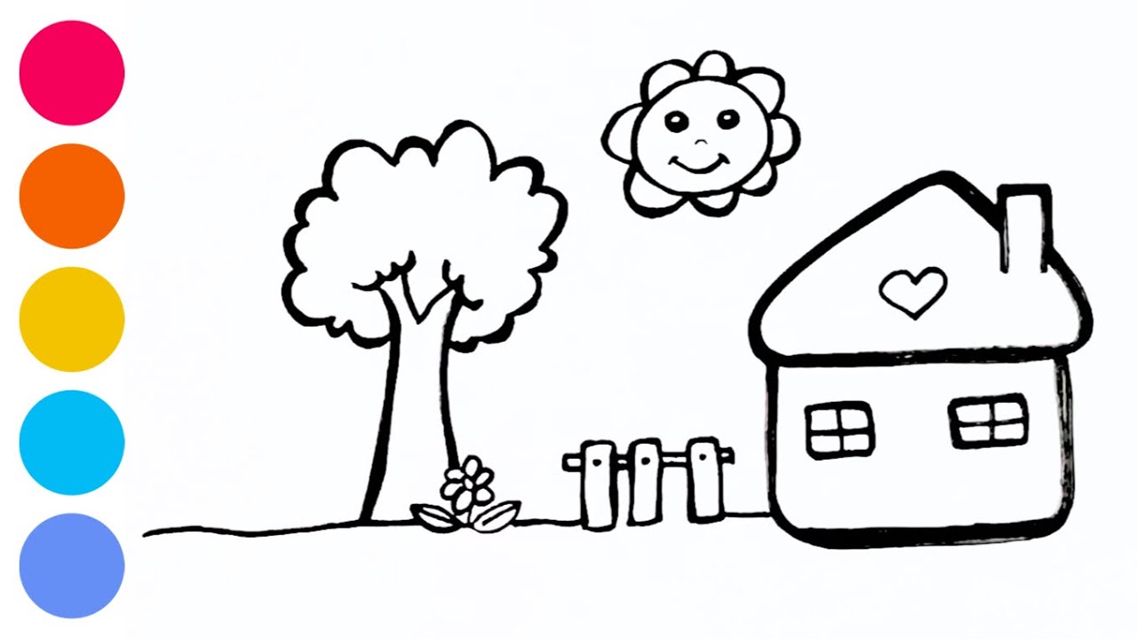 Simple House Drawing| Learn how to Draw and paint a house step by step ...