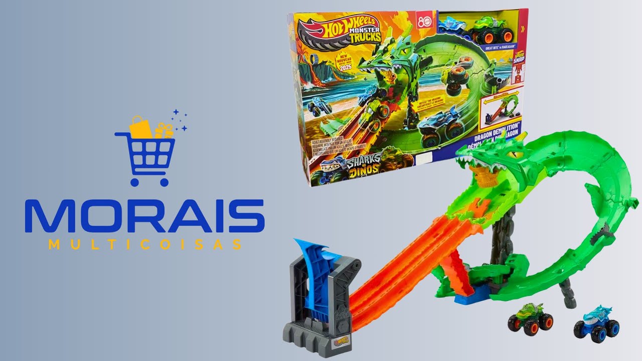 Hot Wheels Monster Trucks Tubarões VS Dinossauros JFR06 - YouTube