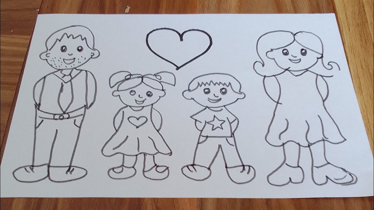 Draw A Picture of A Happy Family For Children/ very easy drawing for ...