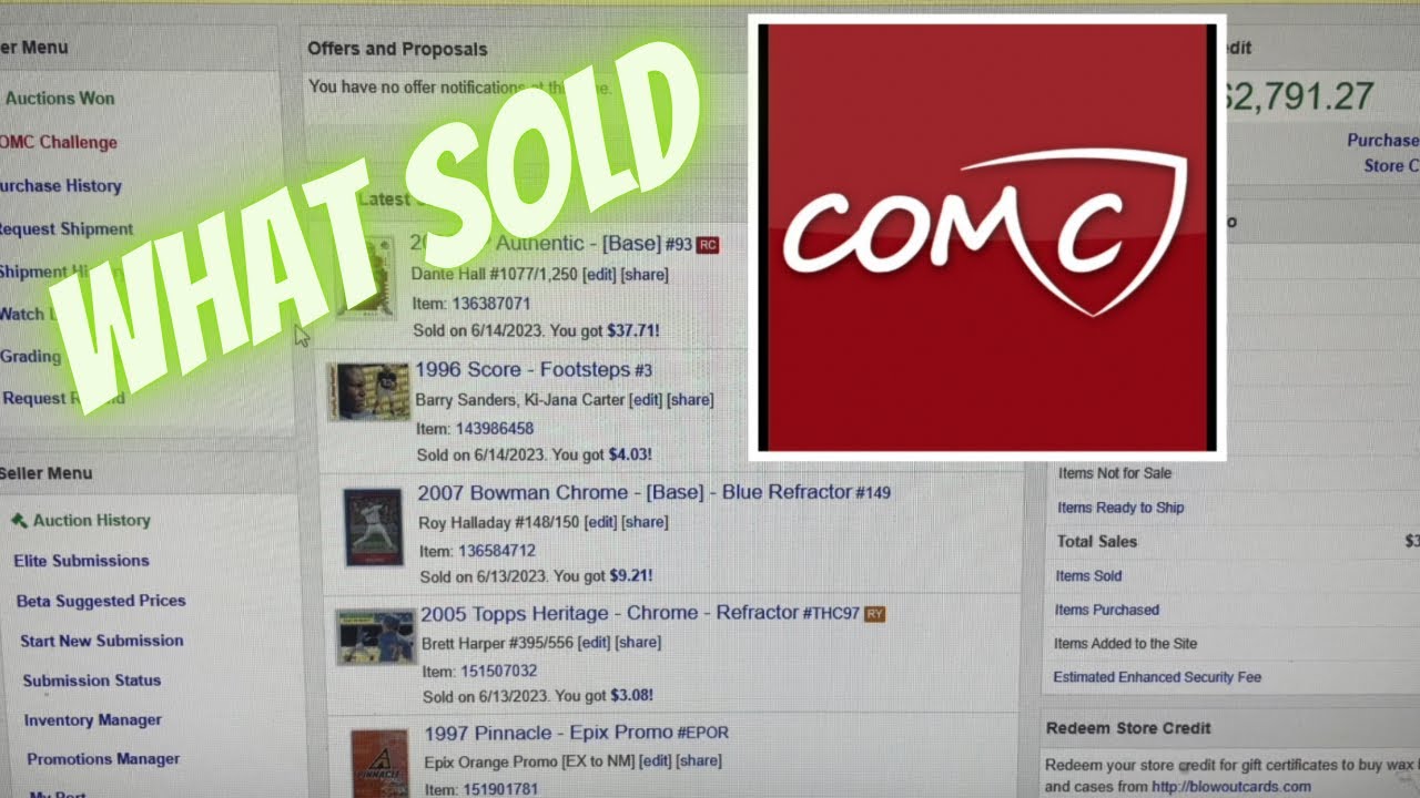 Recent Card Sales on COMC - Vol 1 - YouTube