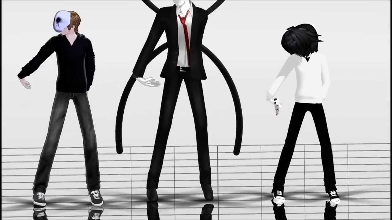【MMD】 Slender Man - Jeff the Killer - Eyeless Jack (Girls) - YouTube
