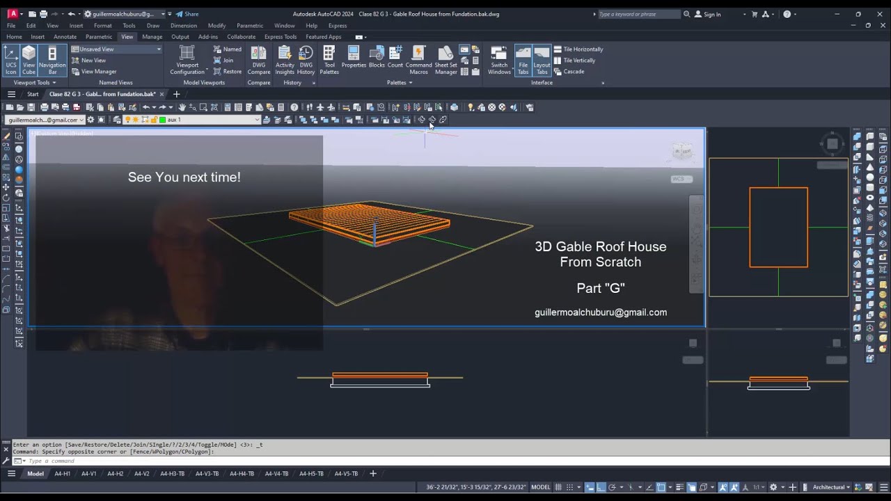 3D Gable Roof House Model Tutorial in AutoCAD - Part 07 - YouTube