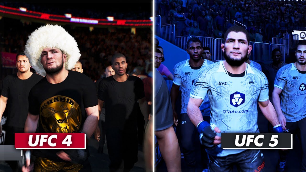 UFC 5 vs UFC 4 Comparison | Walkout Entrance, Face & Gameplay (PS5 ...