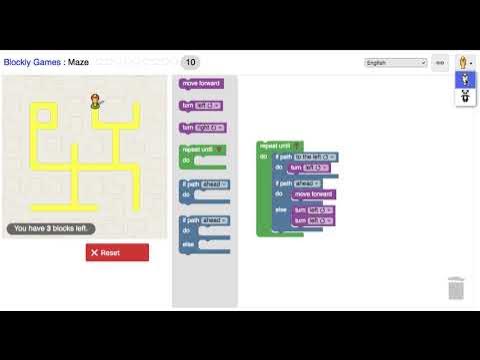 STEM Coding and Games - Blockly Games - Maze - Level 10 solution - YouTube
