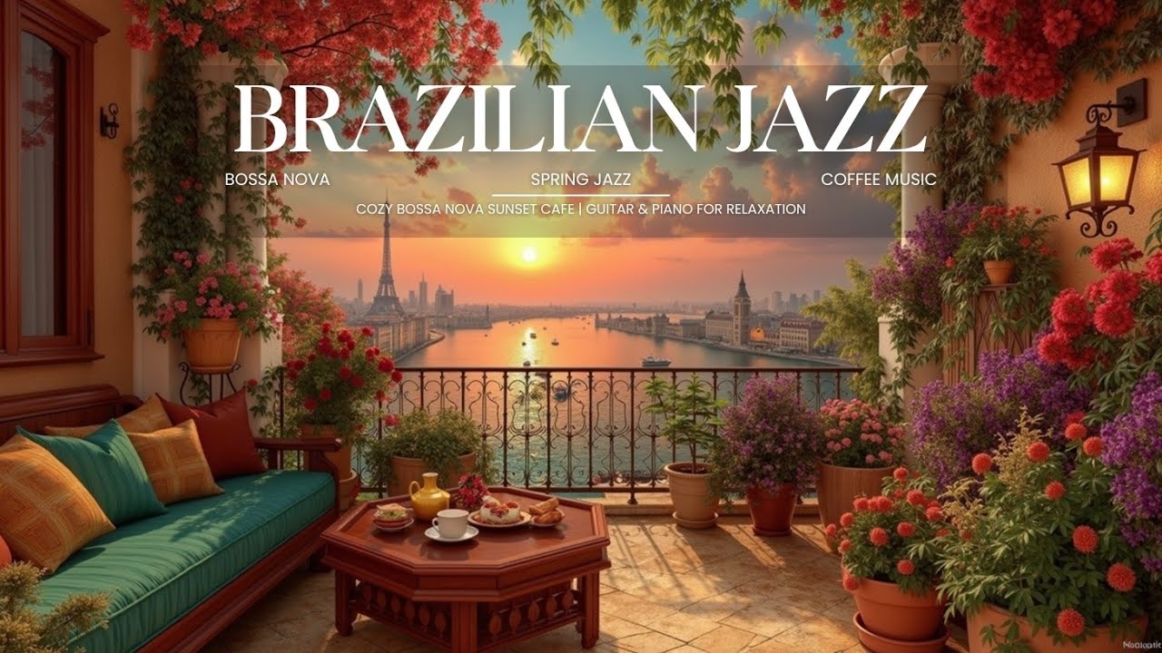 Cozy Bossa Nova Sunset Cafe | Brazilian Jazz Guitar & Piano for ...