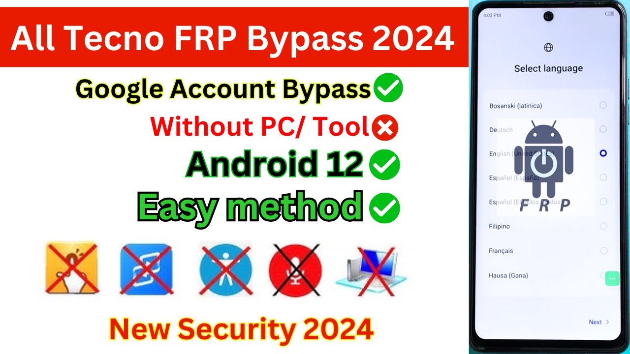 All Tecno FRP Bypass 2024 [Without PC] All Tecno FRP Unlock Android 12 Google Account Gmail Lock ...
