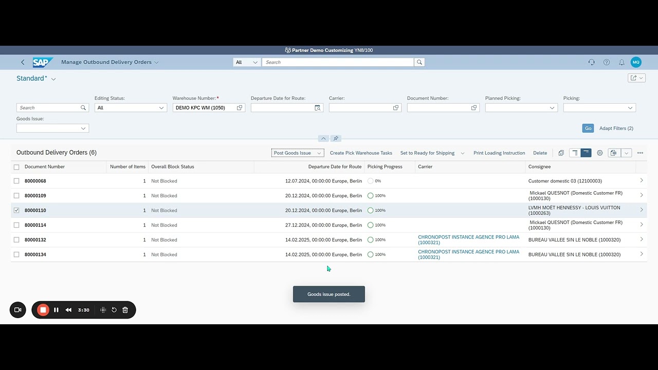 Post Goods Issue SAP WM - YouTube