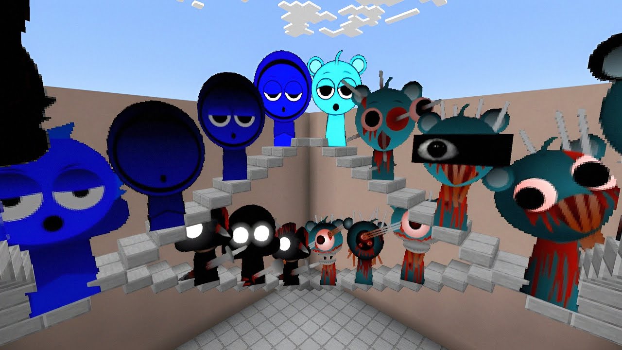 my Sprunki Sky and Jevin horror phase 1-10 #2 in Minecraft PE - YouTube