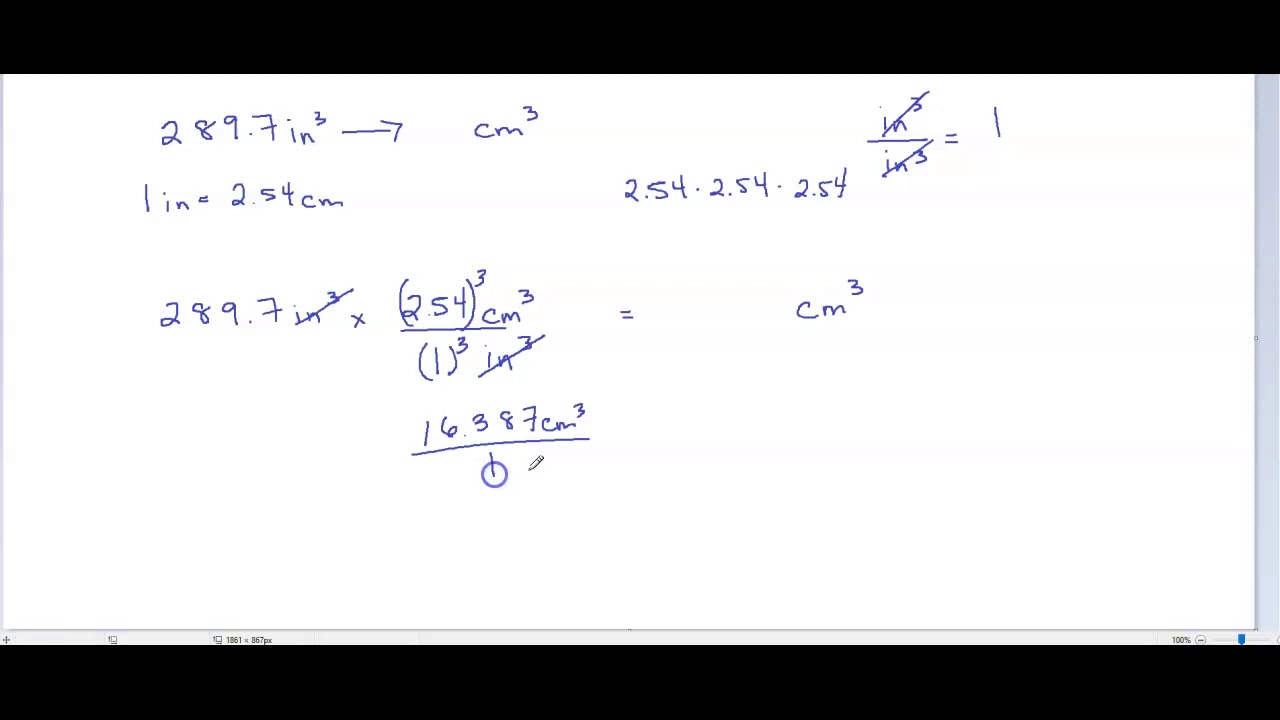 Chem1046 Converting In 3 To Cm 3 YouTube