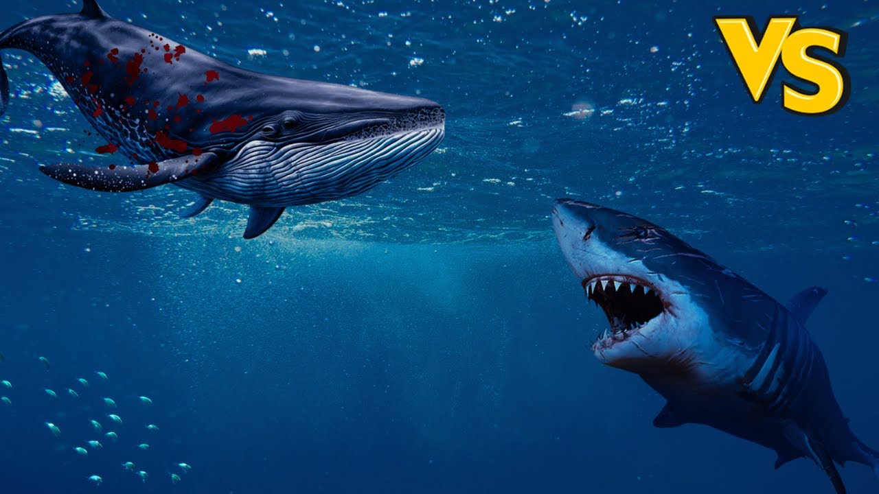 Battle of Giants: Blue Whale vs. Great White Shark - YouTube