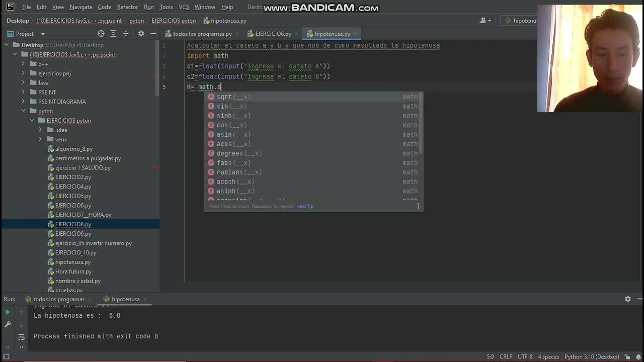 EJERCICIO(CALCULAR CATETO A Y B QUEDEN COMO RESULTADO LA HIPOTENUSA DE ...