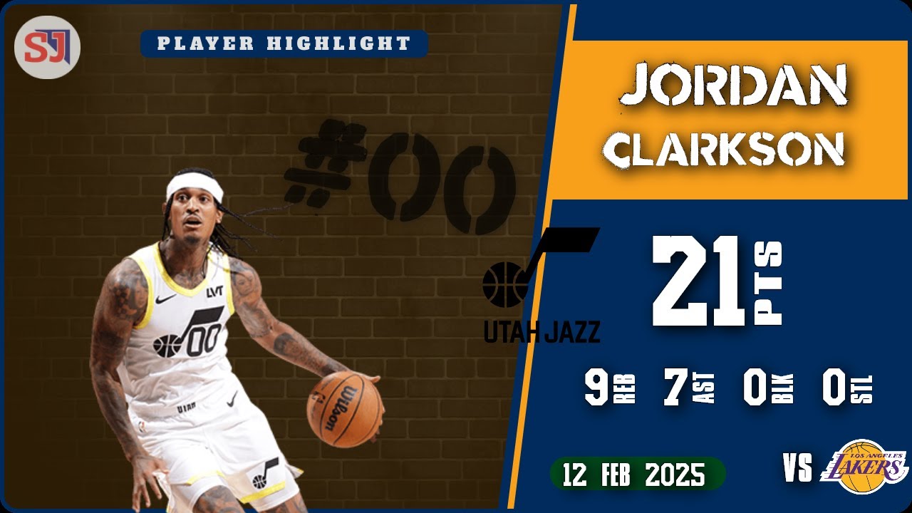 JORDAN CLARKSON 21 PTS vs LAL 12 Feb 2025 UTA Highlights - YouTube