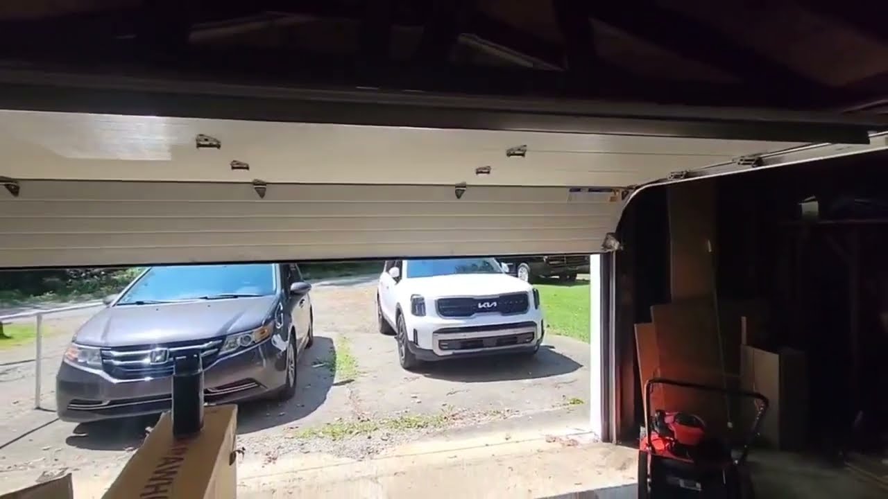 Manual garage door opening and closing! - YouTube