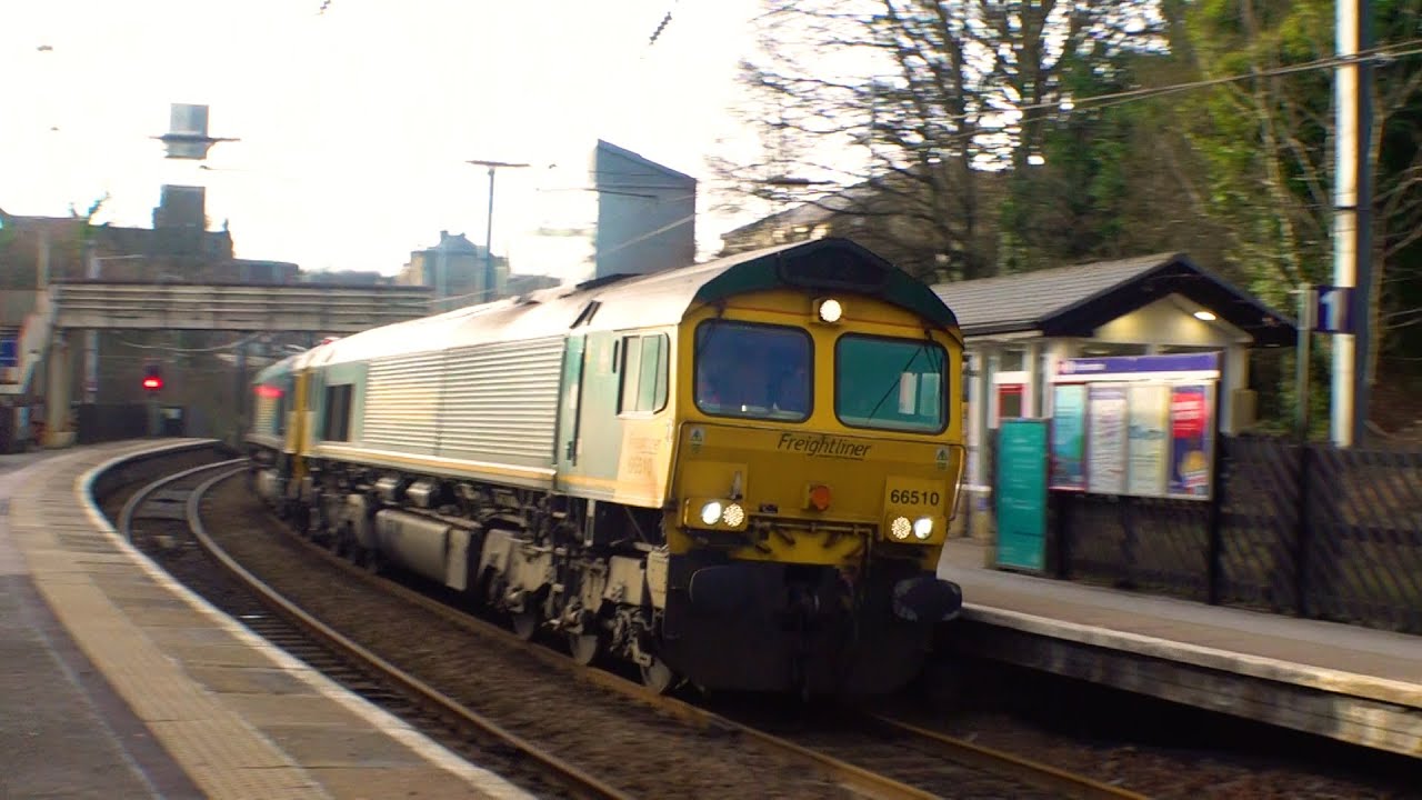 66510 + 66511 at Shipley on 19/02/2023 on a light loco move - YouTube