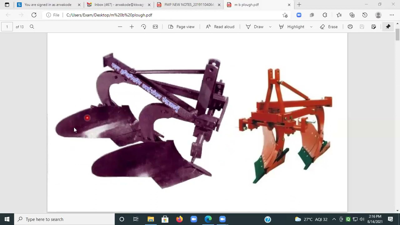 Types of mould board, functions, M B Plough - YouTube