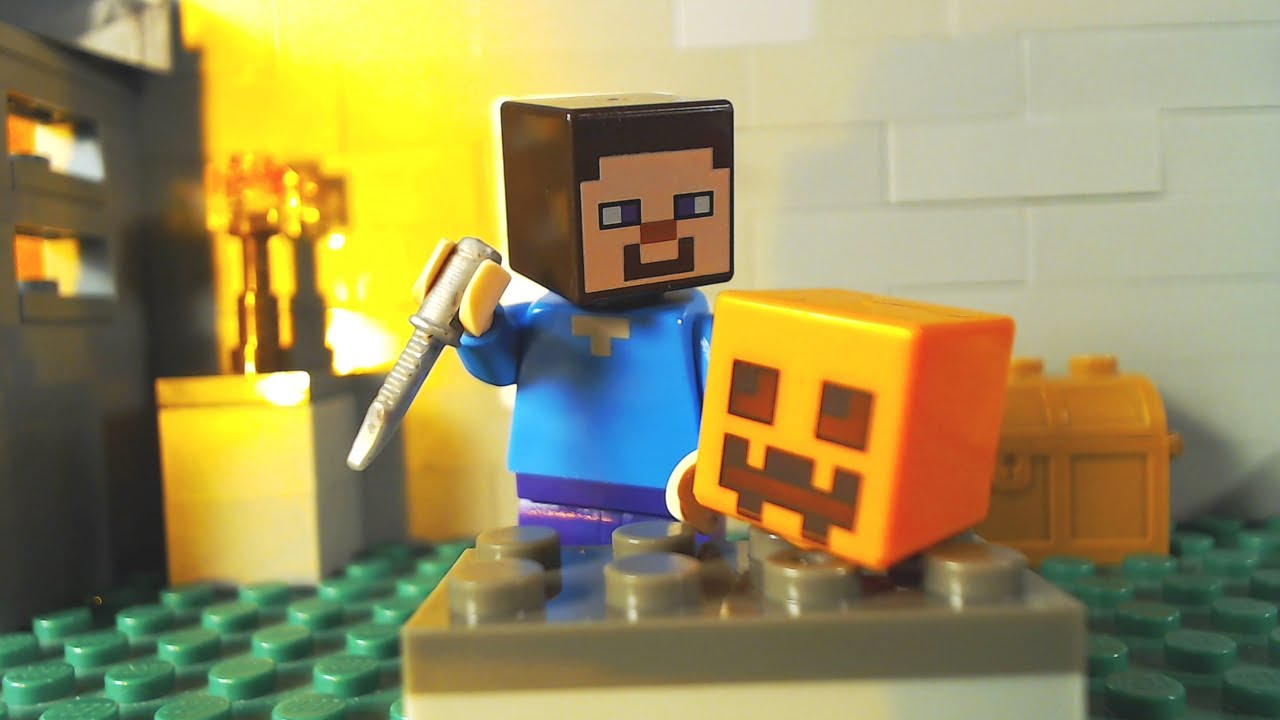Steve Carves A Pumpkin! A Lego Minecraft Stop-Motion Animation - YouTube