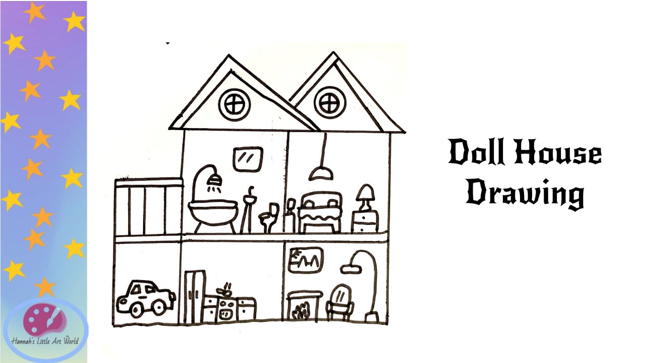 Doll House Drawing for Kids: Step-by-Step Tutorial - YouTube