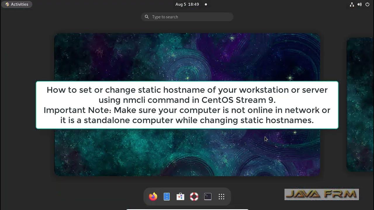 How to set or change static hostname using nmcli command in CentOS Stream 9 - YouTube