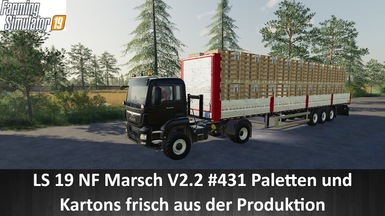 LS 19 NF Marsch V2 2 #431 Paletten und Kartons frisch aus der ...