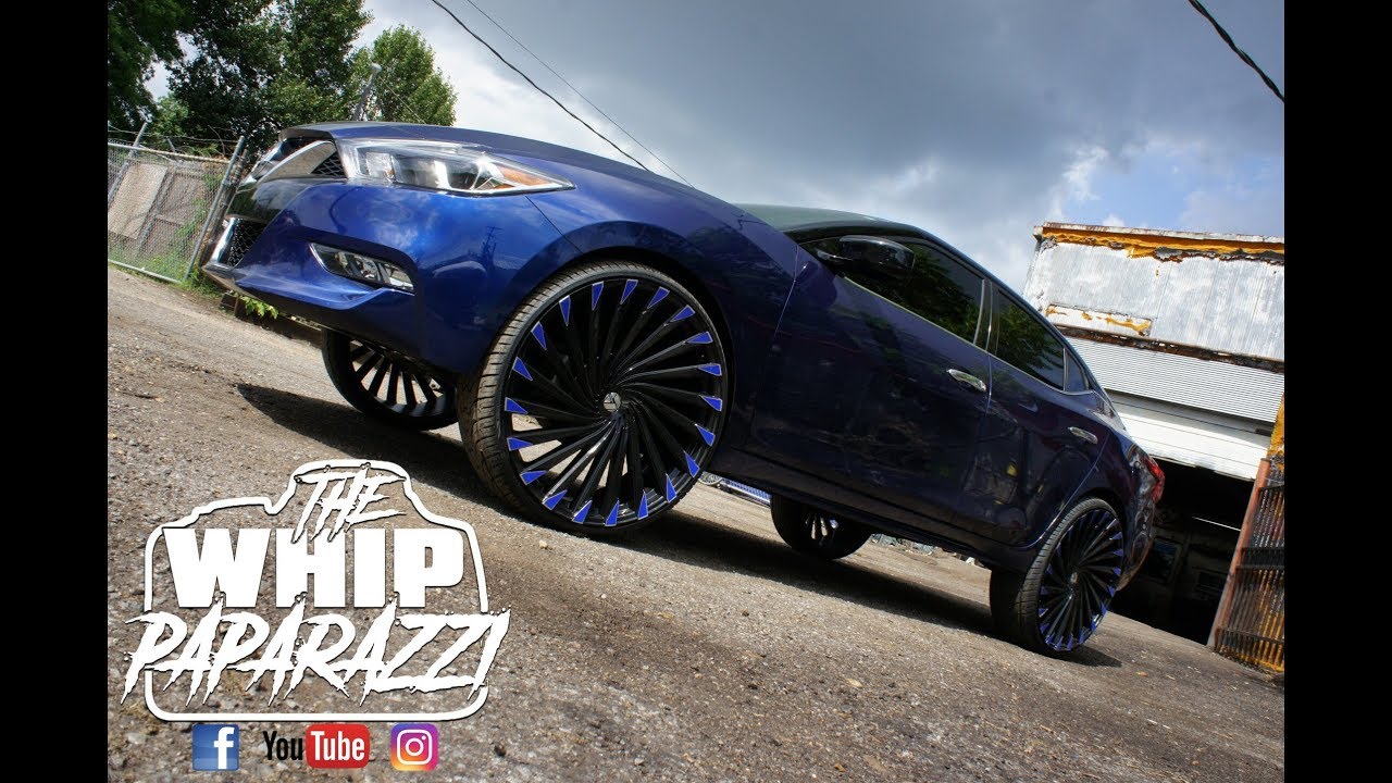 Nissan Maxima on 26" Azara AZA-501 Wheels Done by Kc Customs - YouTube