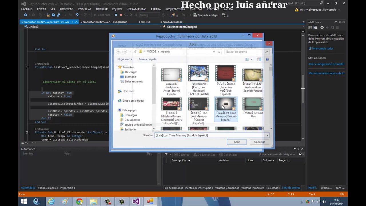 reproductor con visual basic 2013 (sincronizando lisbox1 y lisbox2) - YouTube
