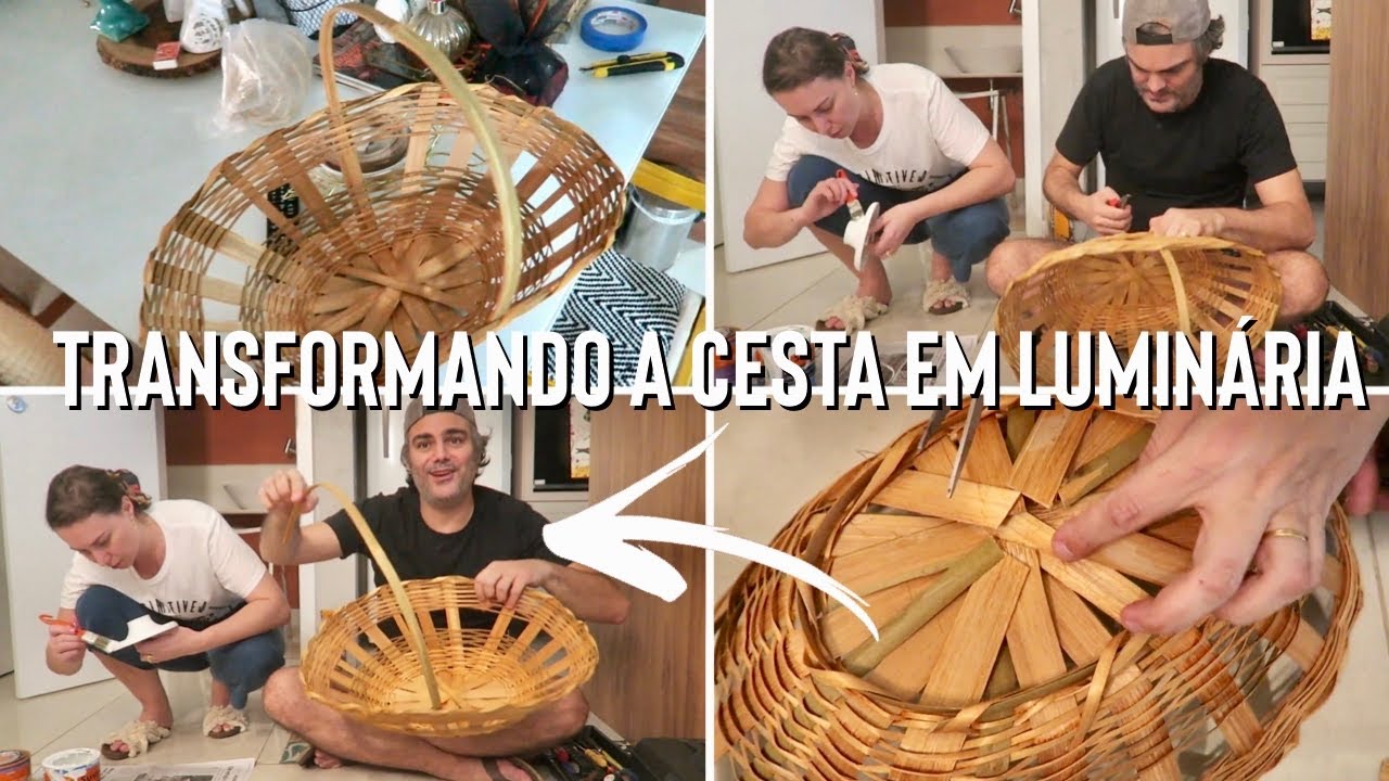 TRANSFORMANDO A CESTA DE PALHA EM LUMINÁRIA | SERÁ QUE DEU CERTO? O ...