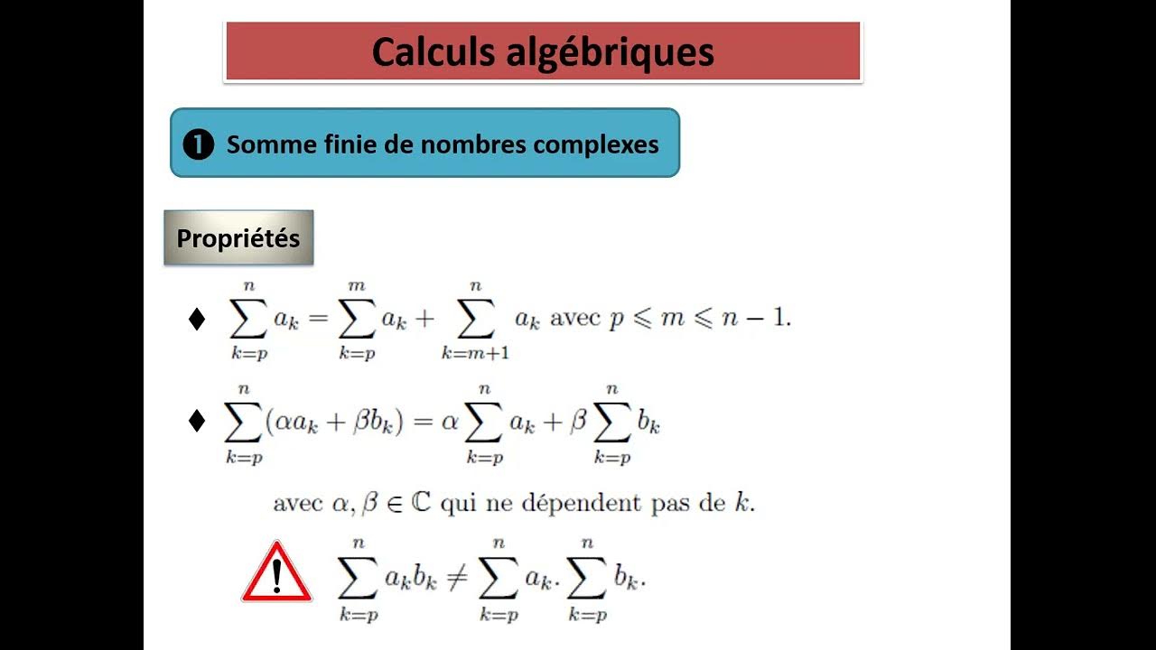Notions de calculs algébriques - Partie 1/2 ( Somme - produit - somme ...