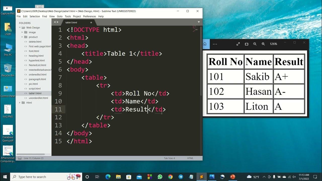 #15.Table Tag |HTML Table part-1| HSC ICT Chapter 4 | Web design and HTML | concept it learning ...