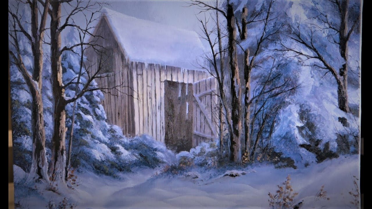 Winter Shed - Landscape Painting - YouTube