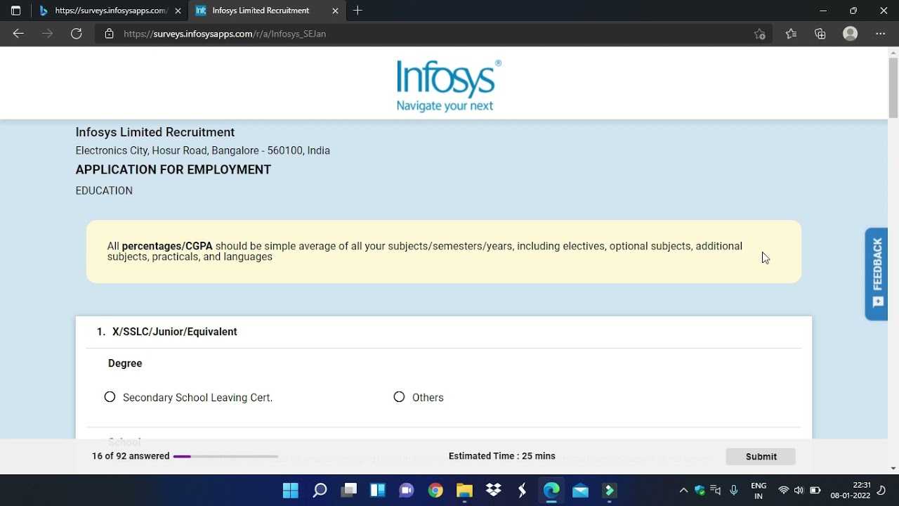 How To Fill Form In Infosys Hiring In Infosys Fresher Education