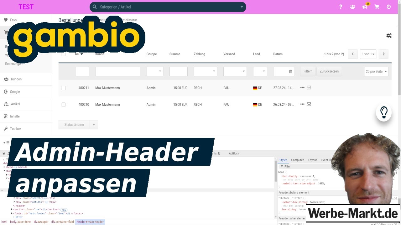 Gambio Admin-Header anpassen - YouTube