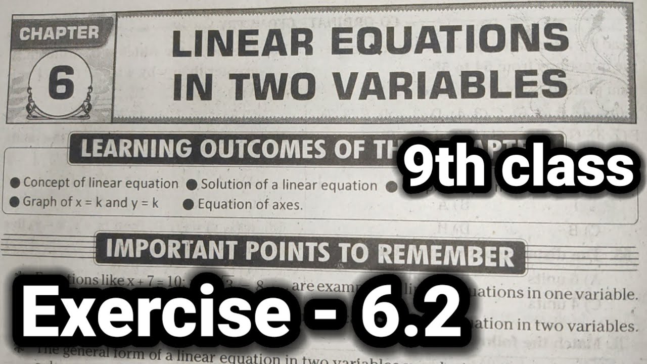 9th class | 6.Linear Equations in Two Variables chapter | Exercise - 6. ...