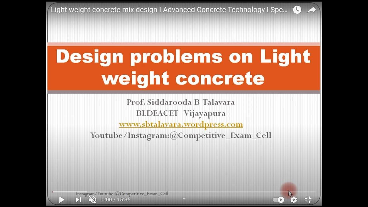 Light weight concrete mix design I Advanced Concrete Technology I ...