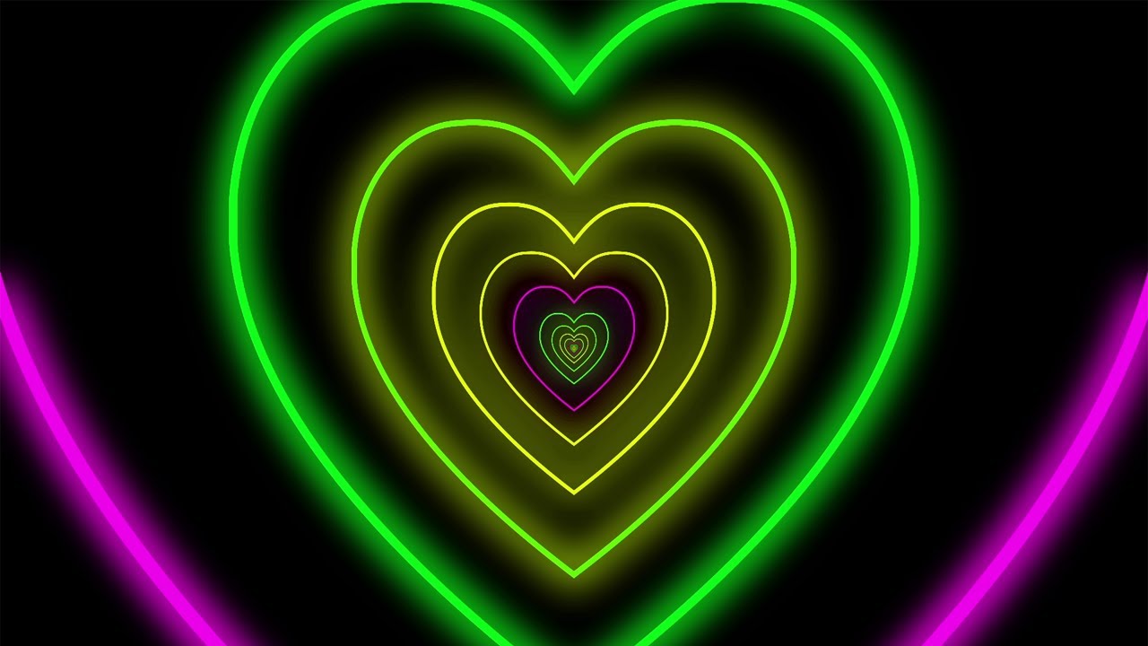 Heart Tunnel Loop with Glowing Effects ǁ Neon Heart Wallpaper ǁ Endless ...