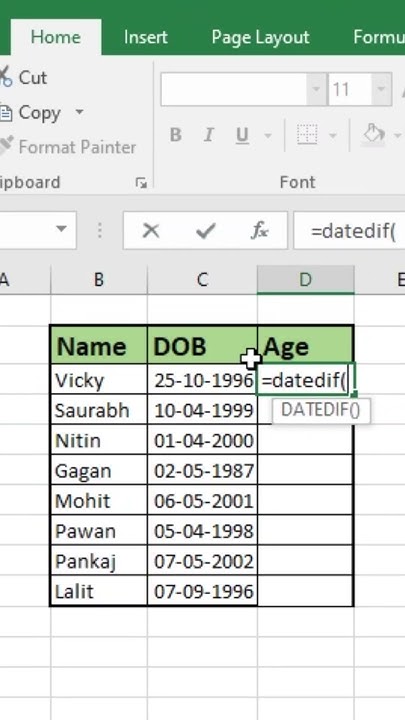 Calculate Age in Excel | Excel Tips & Tricks in Excel #excel #trending #shortsvideo #shorts ...