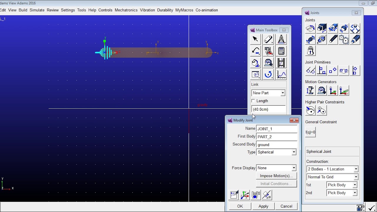 Spherical joint creation in MSC ADAMS - YouTube