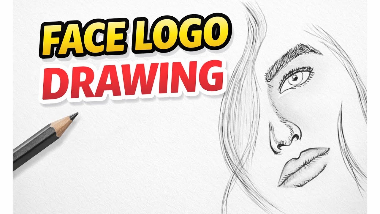 Face Logo Pencil Sketch | Simple Logo Drawing Step by Step - YouTube