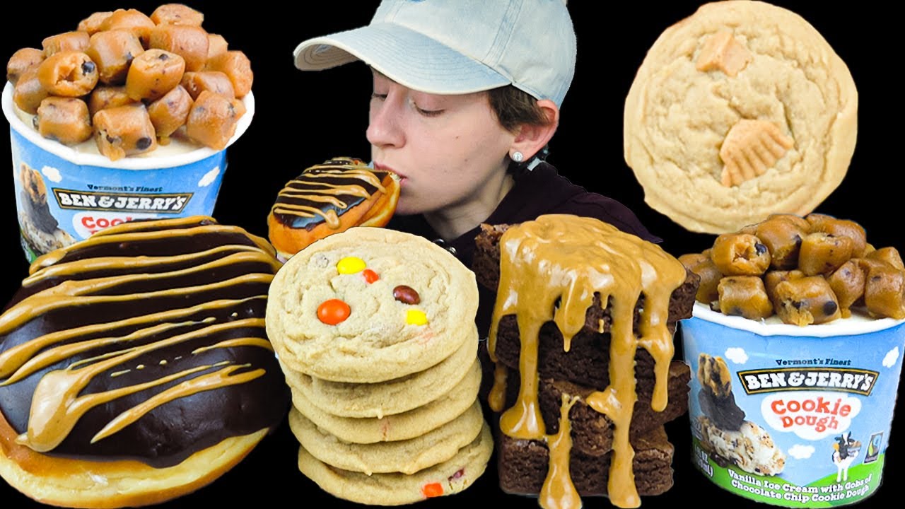 ASMR Chocolate Peanut Butter Desserts *Brownies, Candy Cookies, Cream ...