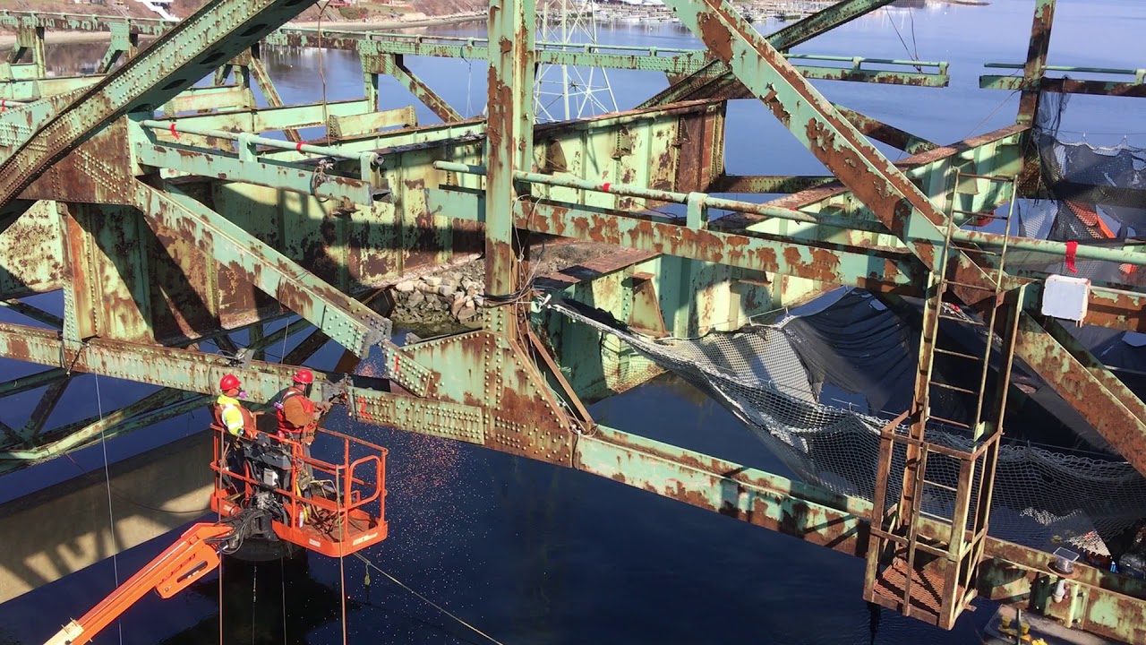 Sakonnet River Bridge removal construction - YouTube