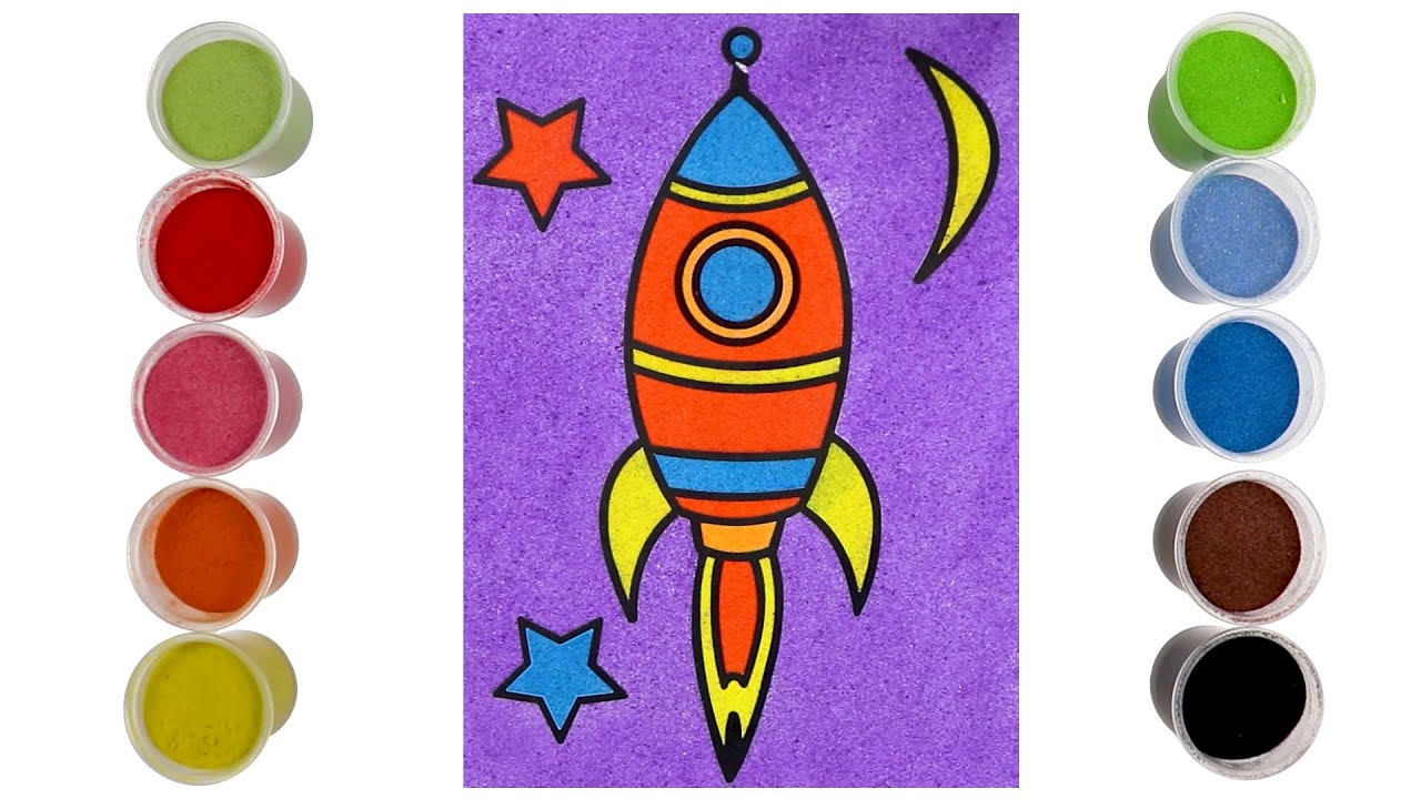 Rocket Sand Painting | Drawing Rocket | Sand Coloring Rocket ...