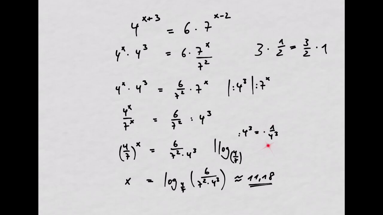 Exponentialgleichung mit unterschiedlichen basen und Summen im ...