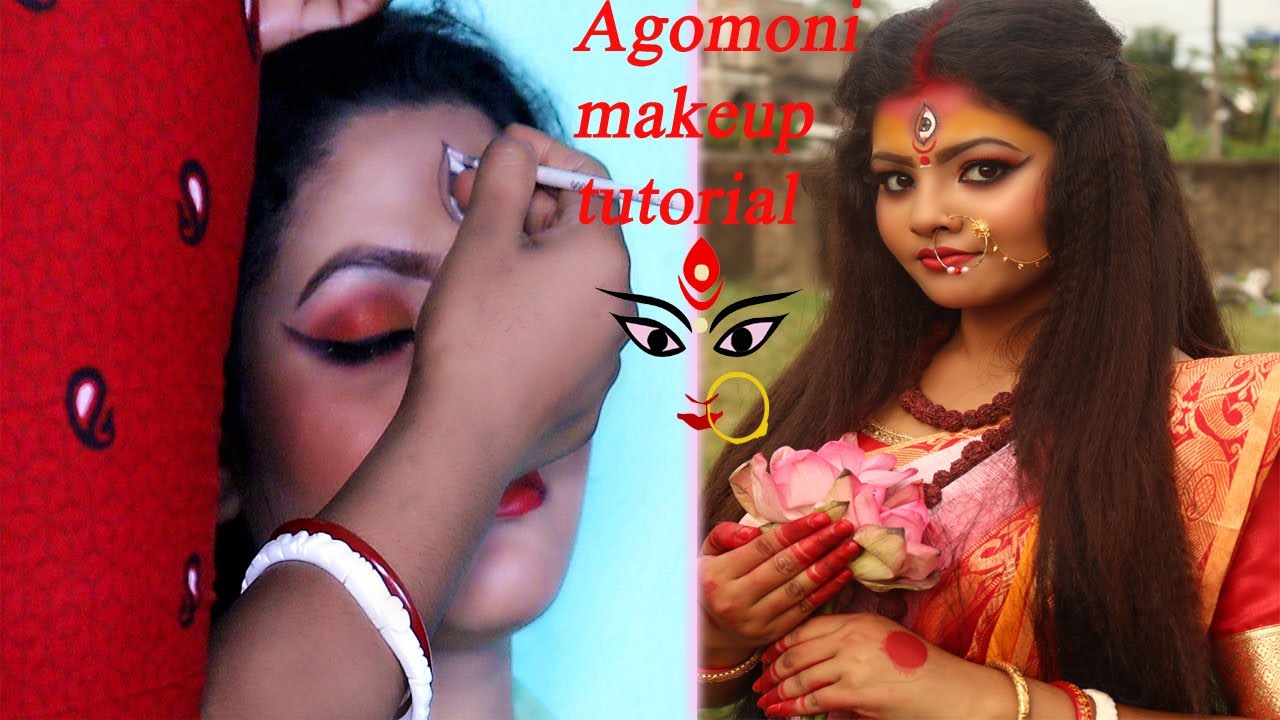 agomoni makeup tutorial||agomoni makeup look 2022||step by step durga ...