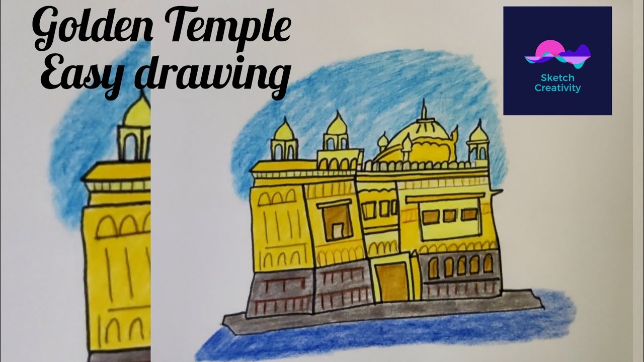 Gurudwara drawing tutorial || Golden Temple Drawing Easy for kids ...