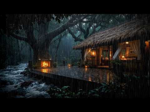 Orman Kulübesinde Yağmurlu Gece 🌲 | Hafif Yağmur Sesleriyle Derin Uyku