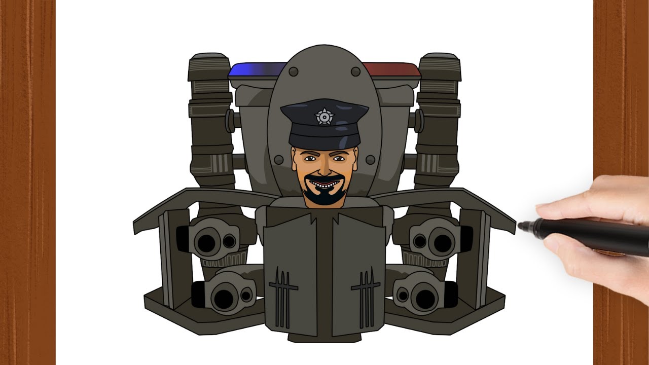 How To Draw a COP TOILET UPGRADED I SKIBIDI TOILET - YouTube